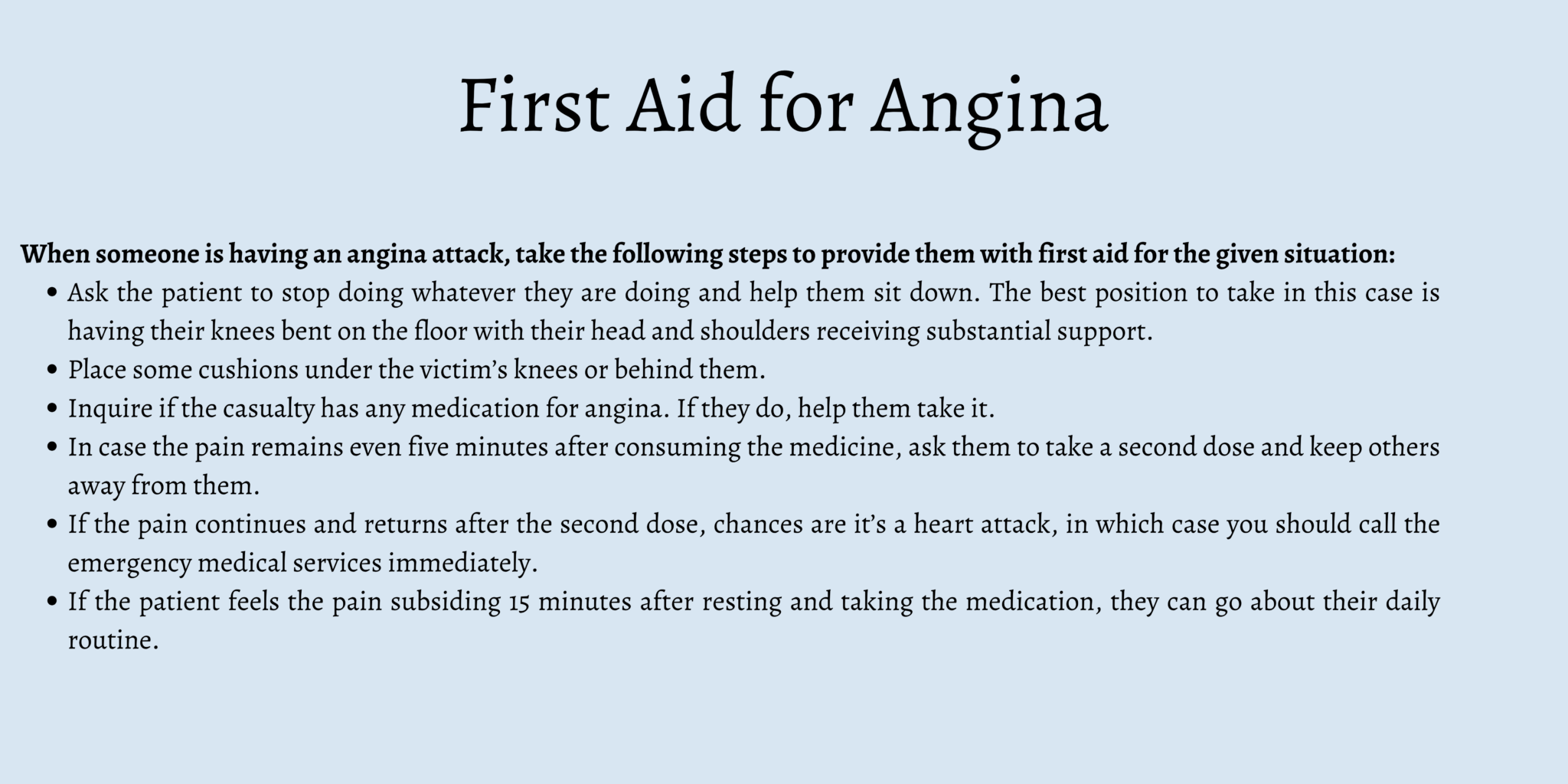 First Aid For An Angina Attack - First Aid for Free